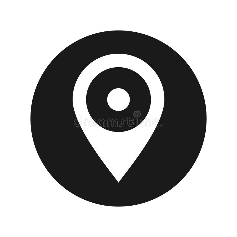 Location Pin Icon Flat Black Round Button Vector Illustration Stock ...