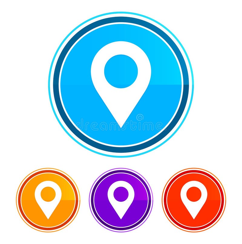 Location Pin Icon Flat Design Round Buttons Set Illustration Design ...