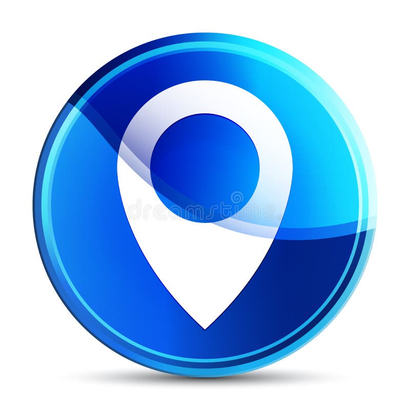 Location Pin Icon Futuristic Blue Round Button Vector Illustration ...