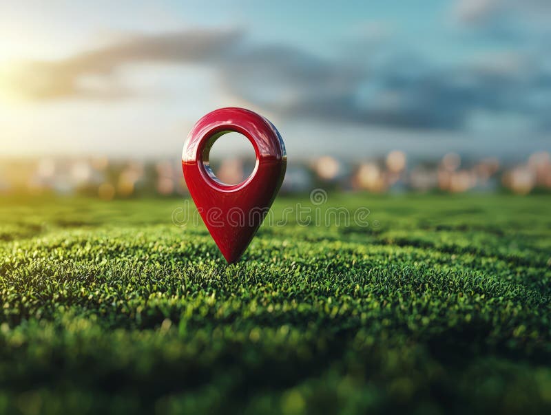 Location Pin Icon on Green Earth or Green Field Concept Stock ...