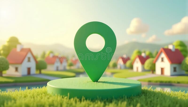 Location Pin Icon on Green Land Plot, Estate Investment, Land Plot for ...