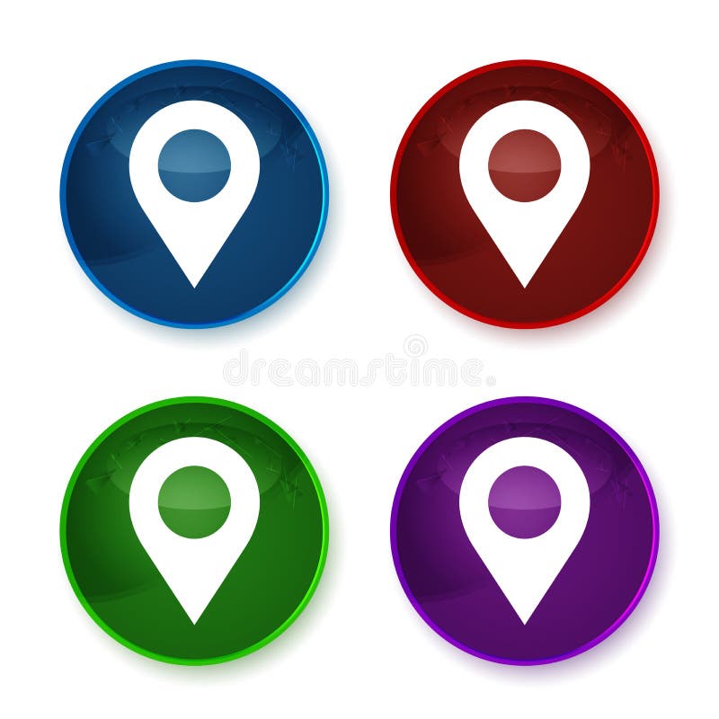 Location Pin Icon Shiny Round Buttons Set Illustration Stock Vector ...