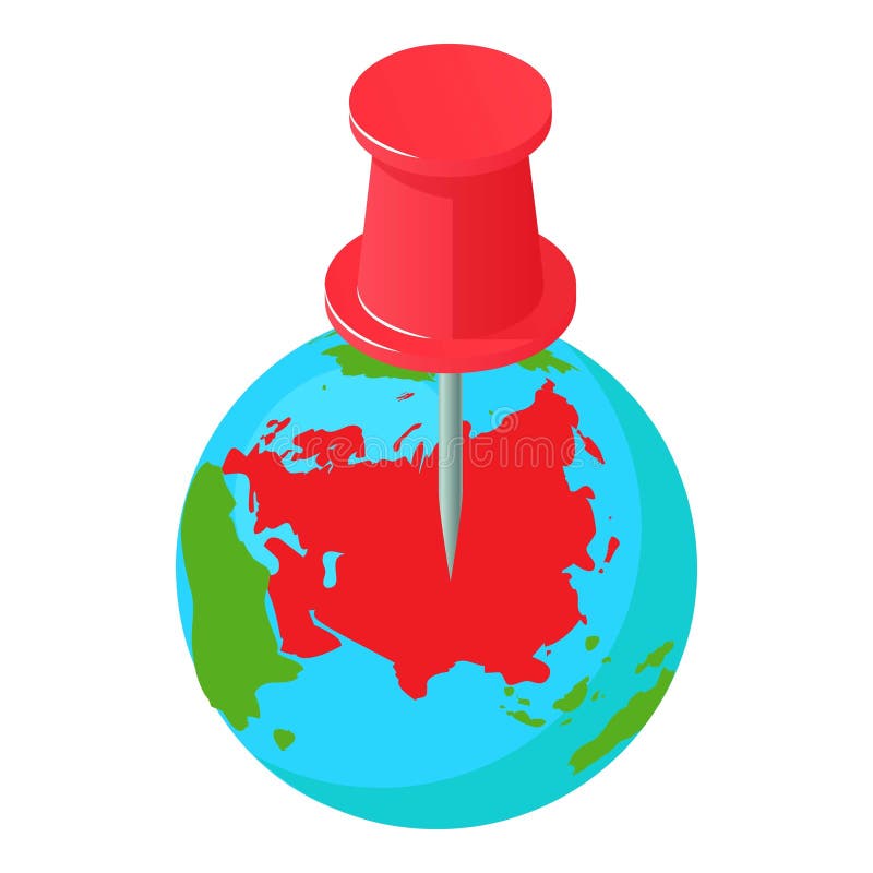 Location Pin Icon Isometric Vector. Planet Earth Globe with Red Gps Pin ...