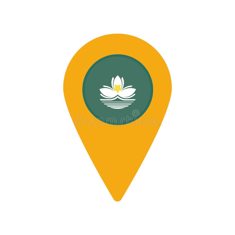 Location Pin Icon with Macau Flag Inserted Inside Circular Center on ...