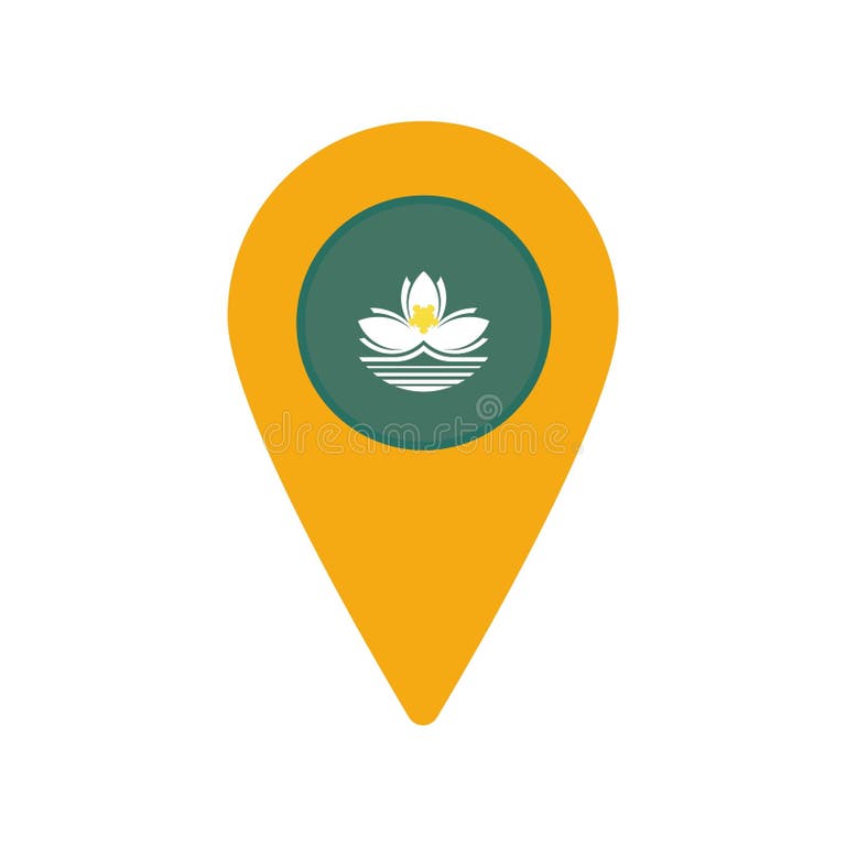 Location Pin Icon with Macau Flag Inserted Inside Circular Center on ...
