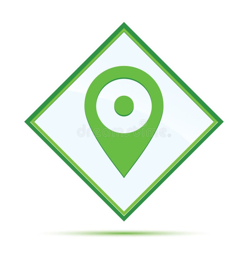 Location Pin Icon Modern Abstract Green Diamond Button Stock ...
