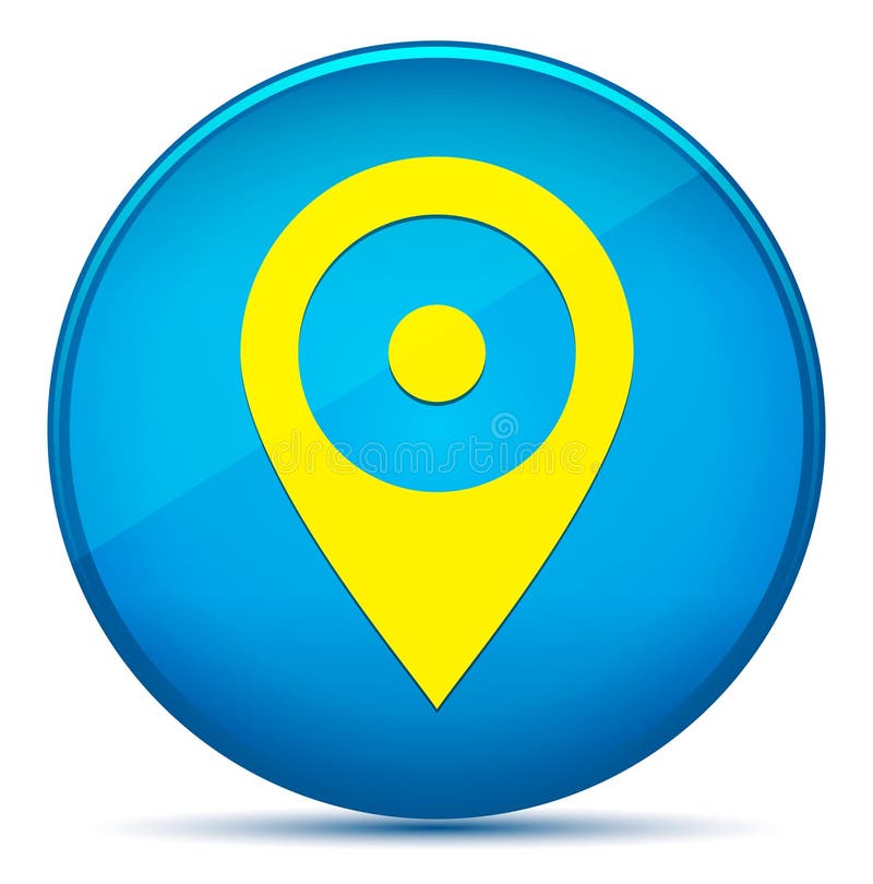 Location Pin Icon Modern Flat Cyan Blue Round Button Stock Illustration ...