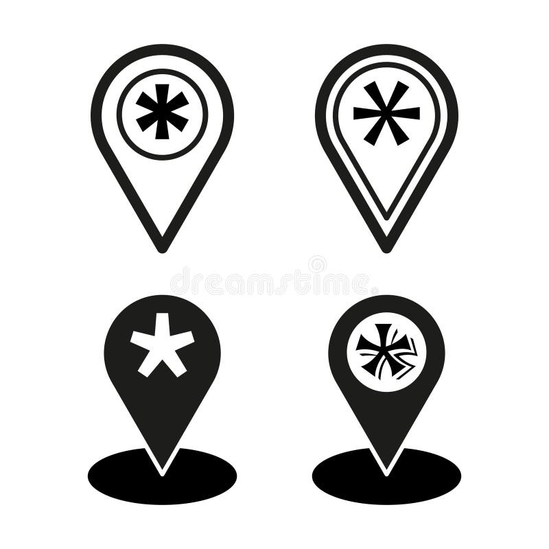 Location Pin Icon. Navigation Vector Shape. Geometric Map Marker. Black ...