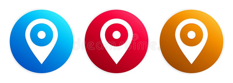 Location Pin Icon Premium Trendy Round Button Set Stock Vector ...