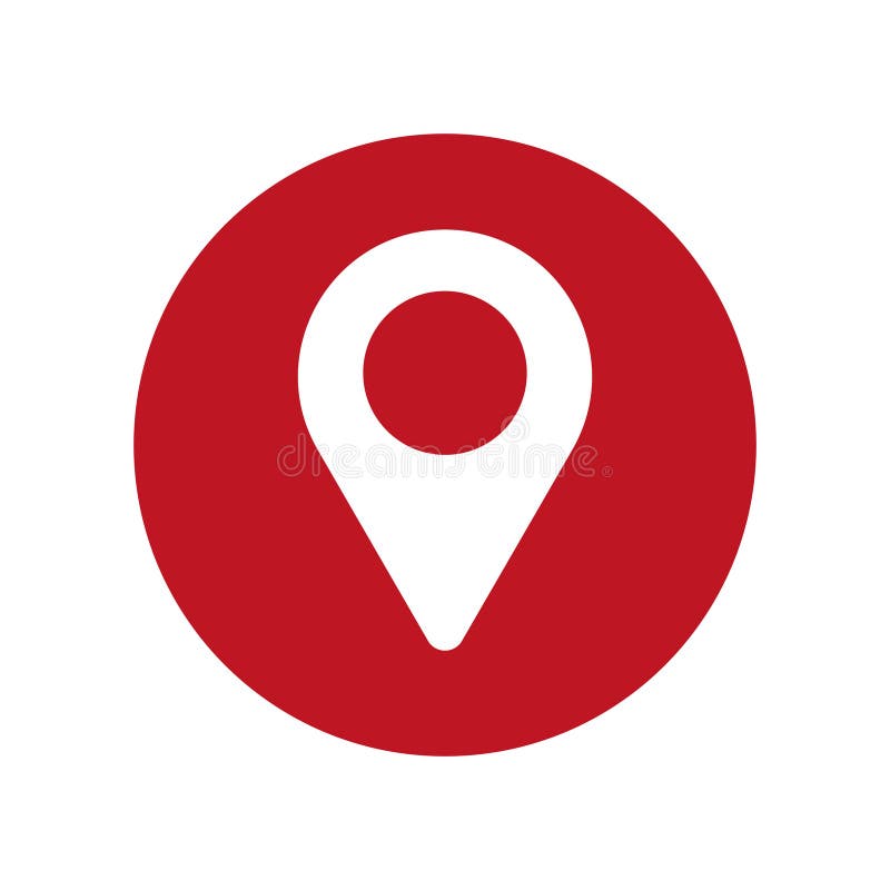 Location Pin Icon. Red Background. White Pin. Vector Symbol Stock ...