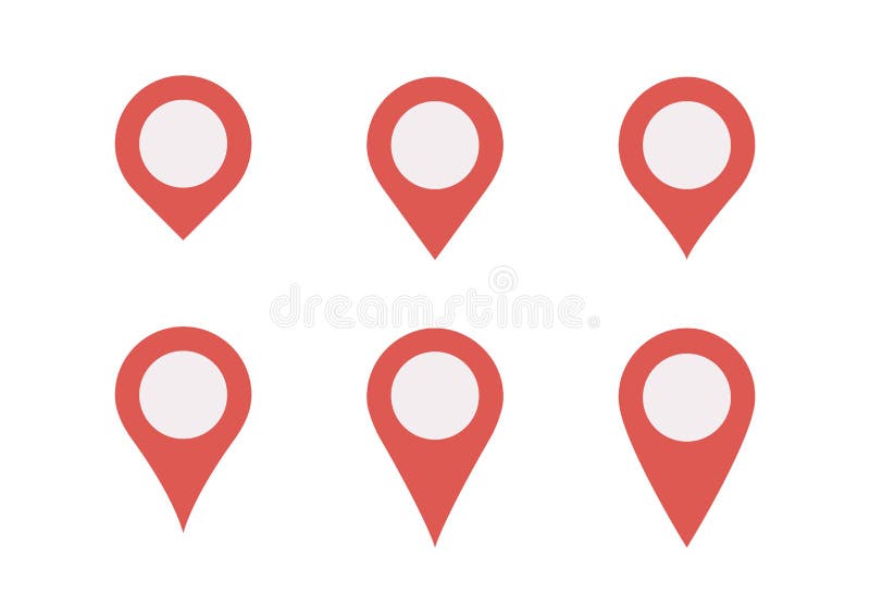 Location Pin Icon Set. Red Gps Pointer Travel Button Stock Vector ...