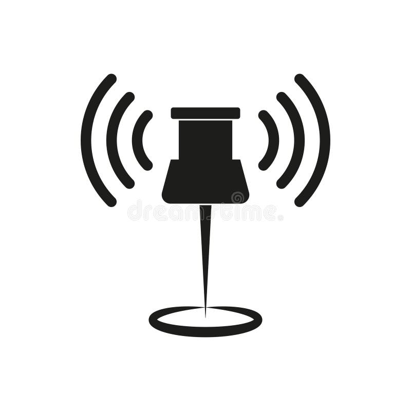 Location Pin Icon. Signal Waves Symbol. Pinpoint Location Marker ...