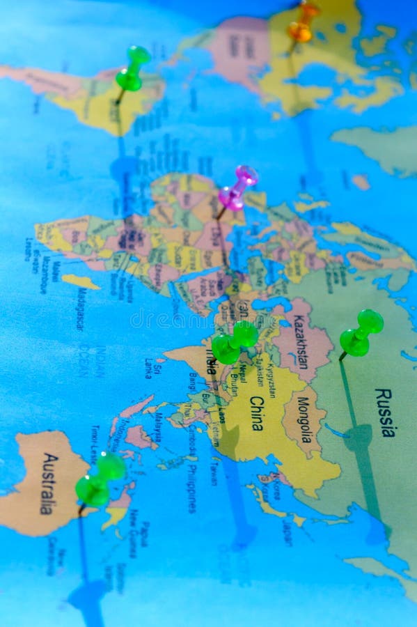 Location Pin on India on a World Map. Global Mapping. Close Up ...