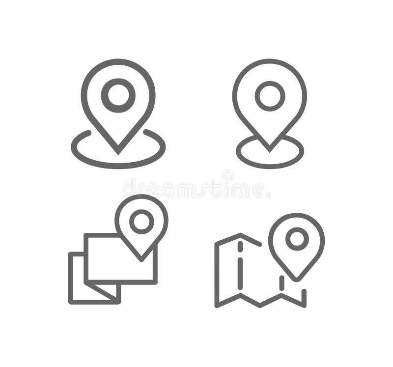 Location Pin Line Vector Icon Set Stock Vector - Illustration of design ...