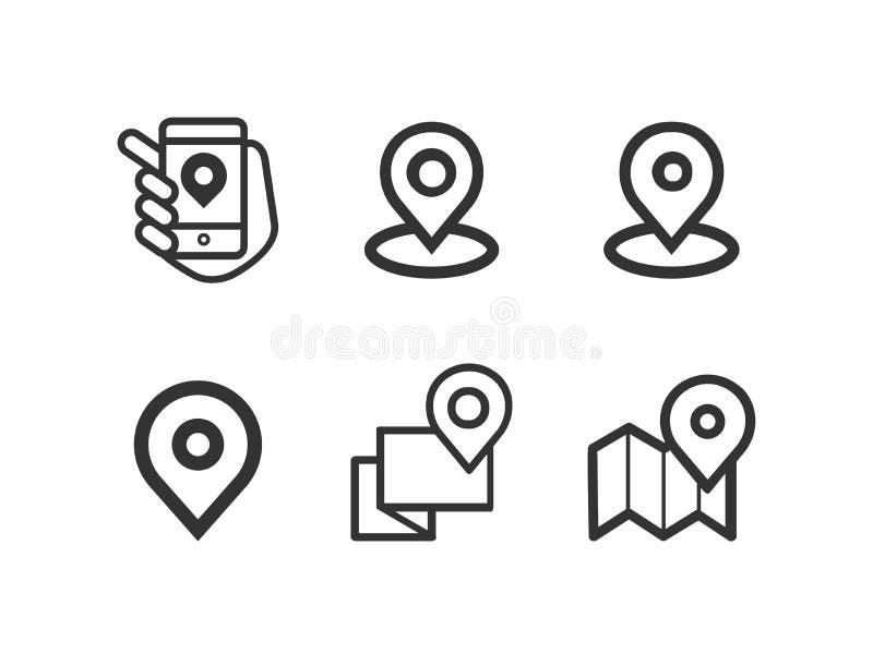 Location Pin Line Vector Icon Set Stock Vector - Illustration of point ...
