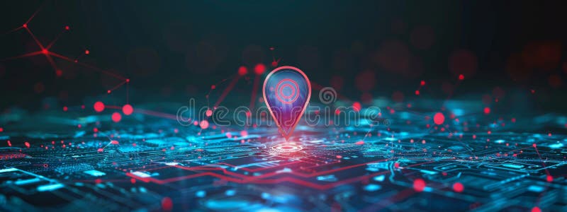Location Pin on Map - Futuristic Technological Background Stock ...