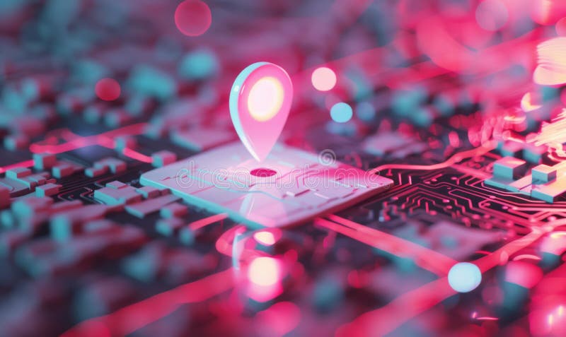 Location Pin on Map - Futuristic Technological Background, Light and ...