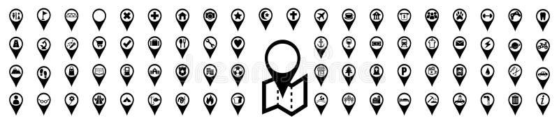 Location Pin Map Sign, Location Mark Icon Pack, 50 Set Stock Vector ...