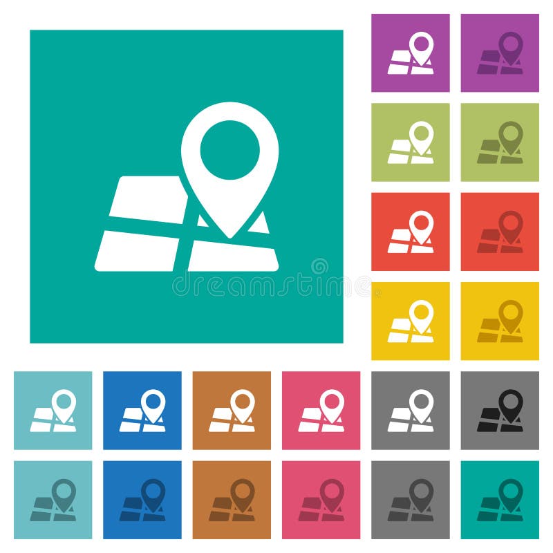 Location Pin on Map Square Flat Multi Colored Icons Stock Vector ...