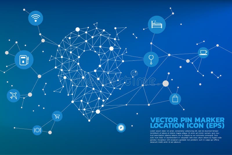 Location Pin Marker Signage Shaped with Utility Functional Icon. Stock ...