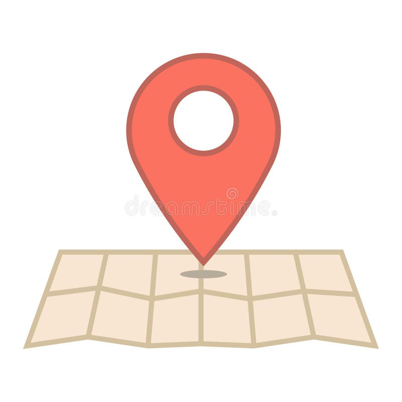 Location Pin with Outline and a Map. Vector Illustration Stock ...