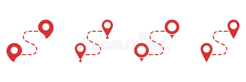 Location Pin Pathway Solid Icon Set. Navigation, Route Planning, and ...