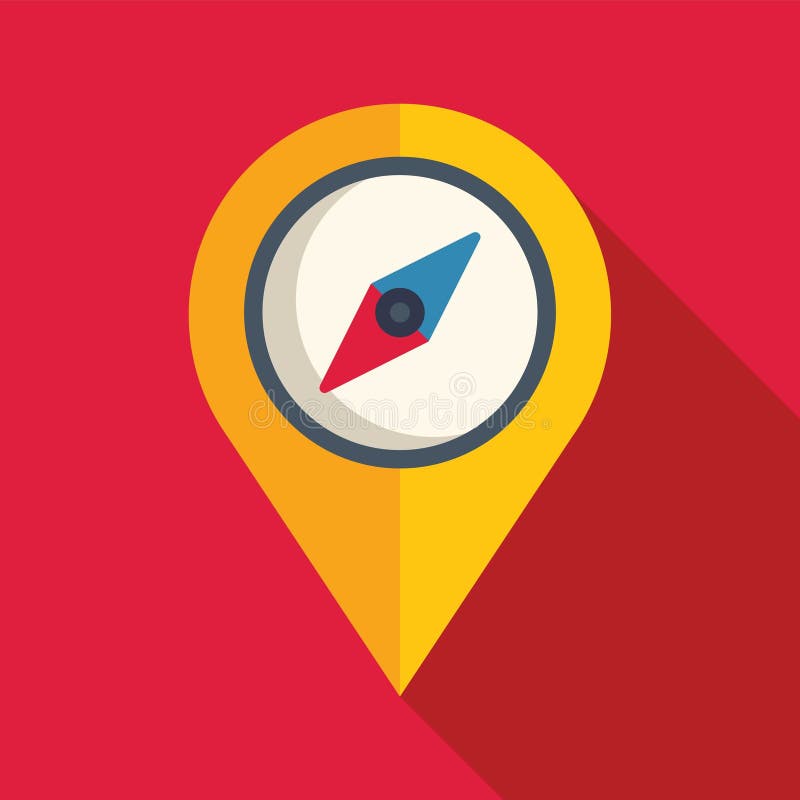 Location Pin Pointing North with Compass Icon Stock Illustration ...