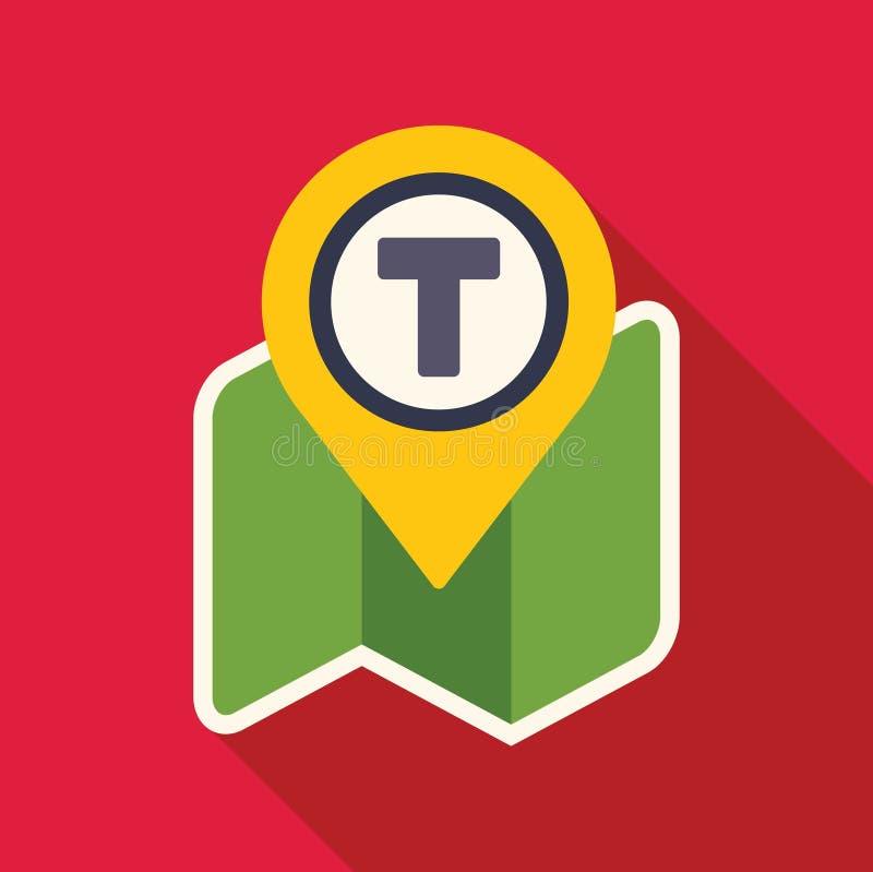 Location Pin Pointing Public Transportation Stop on Map Stock Vector ...