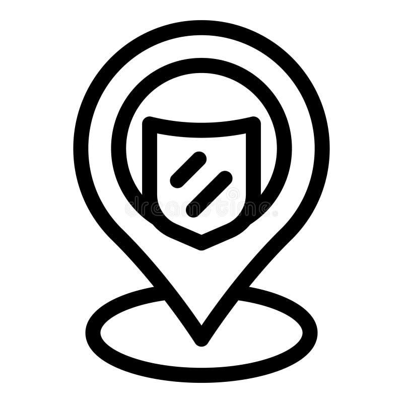 Location Pin Pointing Secure Area with Shield Icon Stock Vector ...
