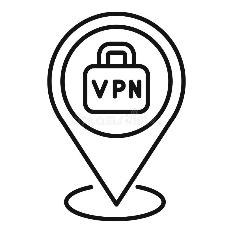 Location Pin Pointing Vpn Lock Icon for Secure Connection Stock Vector ...