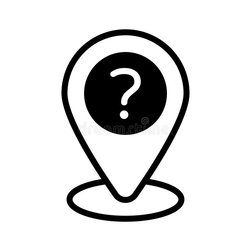 Location Pin with a Question Mark Represents a Vector Icon of ...