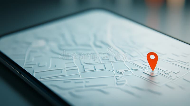 Location Pin Showing the Destination on Digital Tablet Map Stock ...