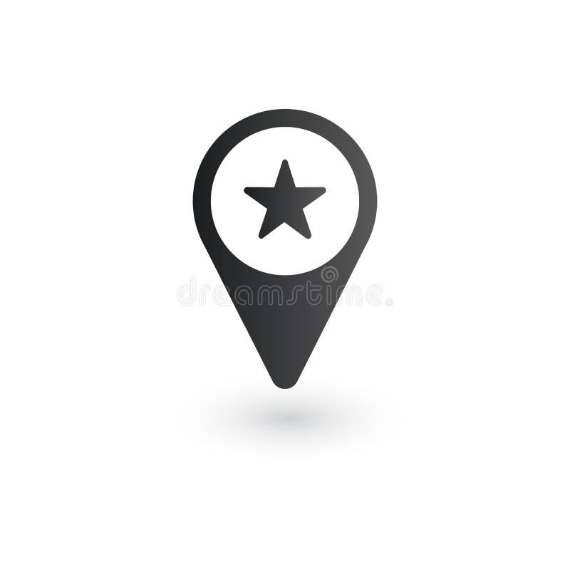 Location Pin with Star. Map Label or Pointer for Navigation. Vector ...