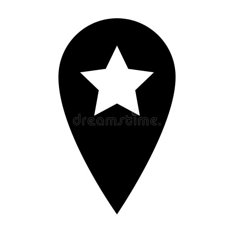 Location Pin with Star Solid Icon. Navigation Vector Illustration ...