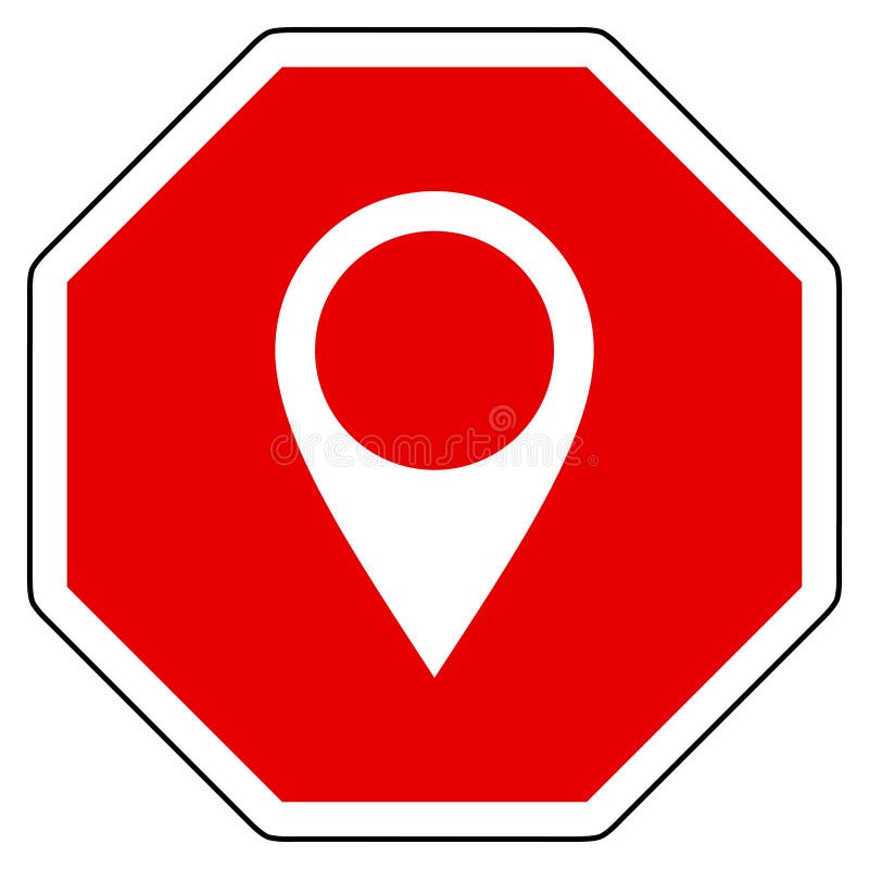 Location pin and stop sign stock vector. Illustration of locator ...