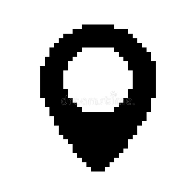 Location Pin Templates in Pixel Art Style. Black Solid Map Pointer Icon ...