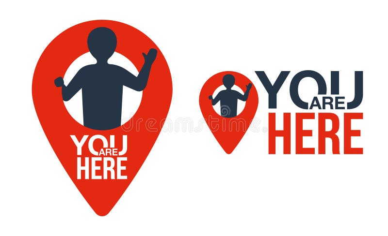 Location Pin with Text You are Here Stock Vector - Illustration of ...