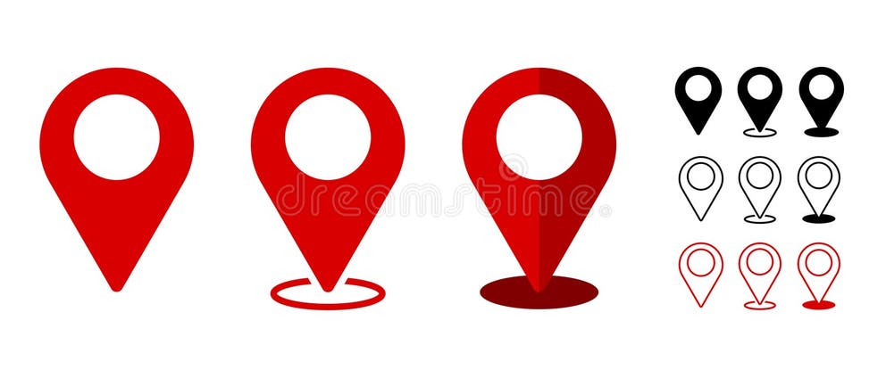 Location Pin Vector, GPS, Map Position Marker, Flat Design and Outline ...