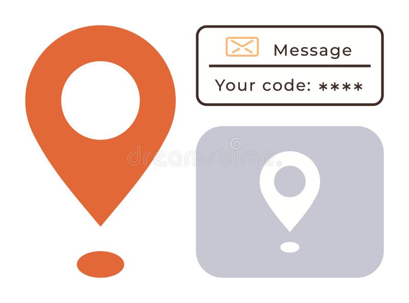 Location Pin with Verification Code Message for Secure Communication and Access Stock ...