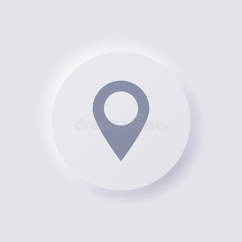 Location Pinpoint Icon, White Neumorphism Soft UI Design. Stock Vector ...