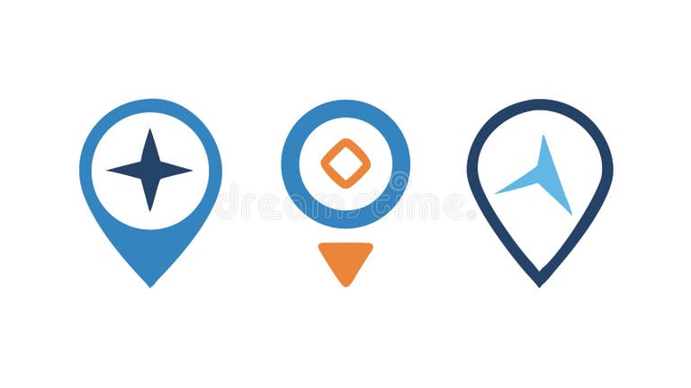 Location Pins with Compass Vector Icons for Navigation, Vector Design ...