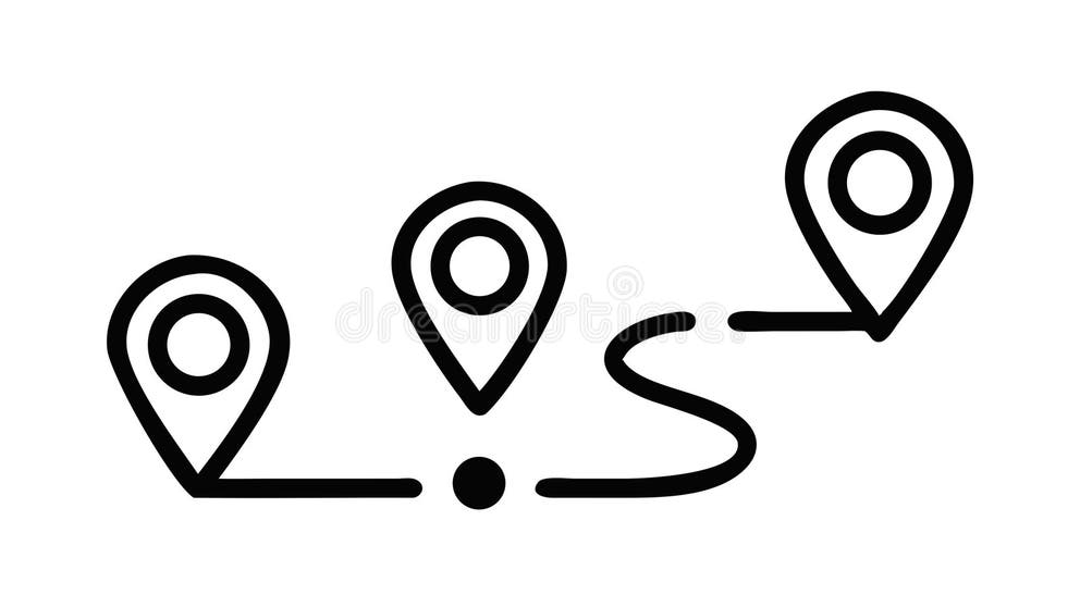 Location Pins Path Icon Vector, Navigation Direction Map, Vector Design ...