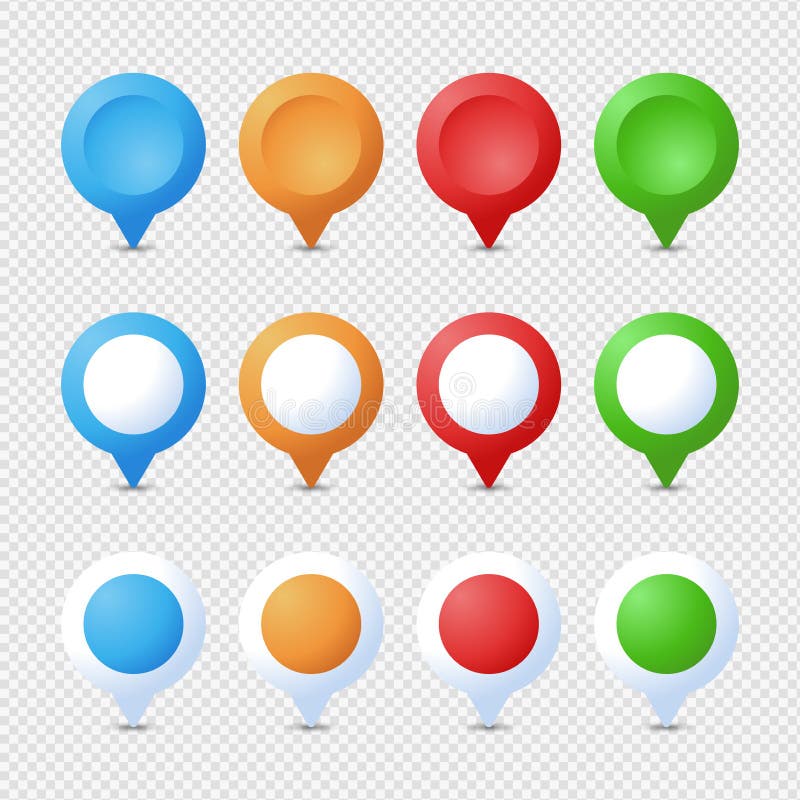 Location Pins Set. Marker 3D. Map Pointer Pin Vector Set Isolated Stock ...