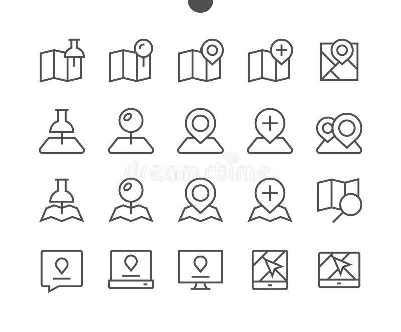 Location Pixel Perfect Well-crafted Vector Thin Line Icons Stock Vector ...