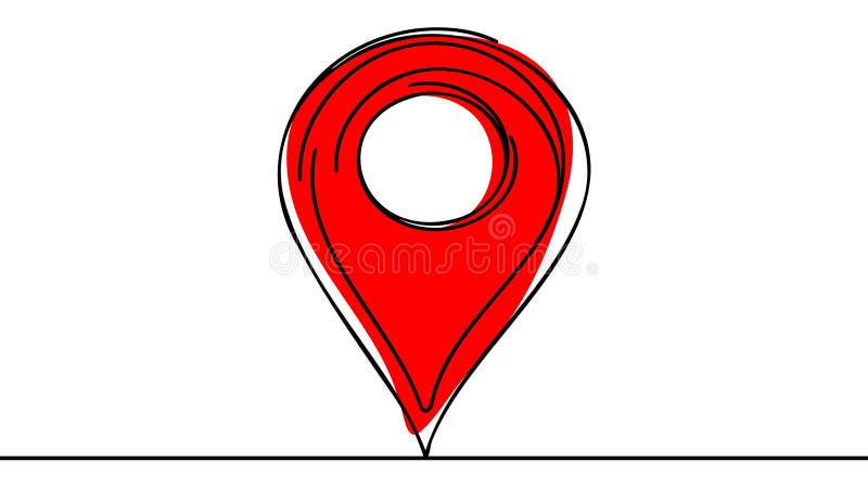 Location Pointer Continuous One Line Drawing. GPS Navigation Line Route ...