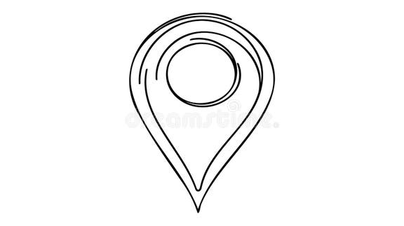 Location Pointer Continuous One Line Drawing. GPS Navigation Line Route ...