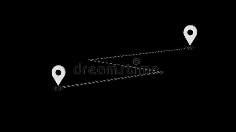 Location Pointer with Line Path Animation on Transparent Background ...