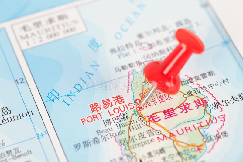 Location of Port Louis, Capital of Mauritius, on the Map Editorial ...