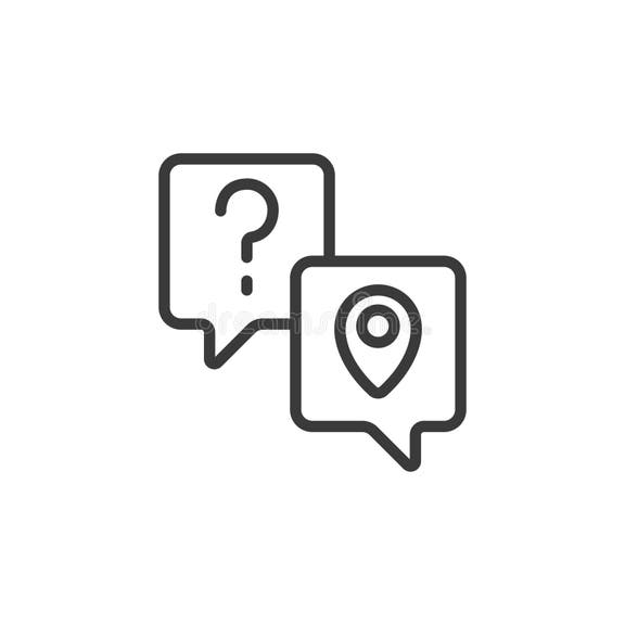 Location Questions, Icon in Line Design. Location, Questions, Map ...