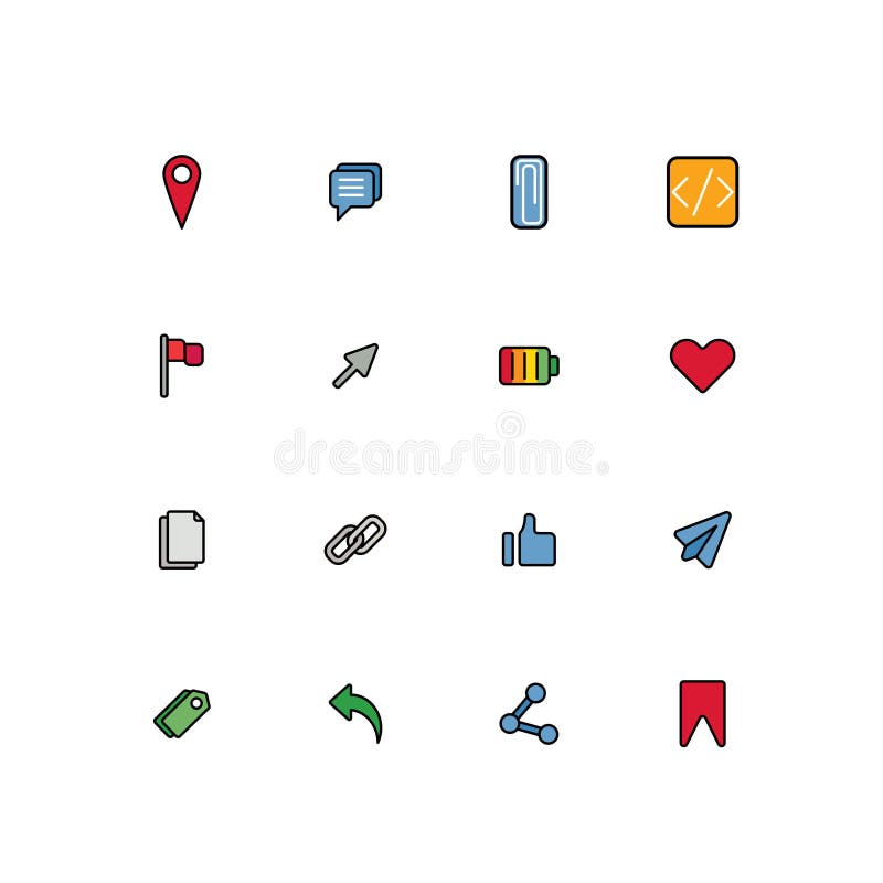 Social Media, Location, Save, Cursor, Love, Share, Web and App Icon Set ...
